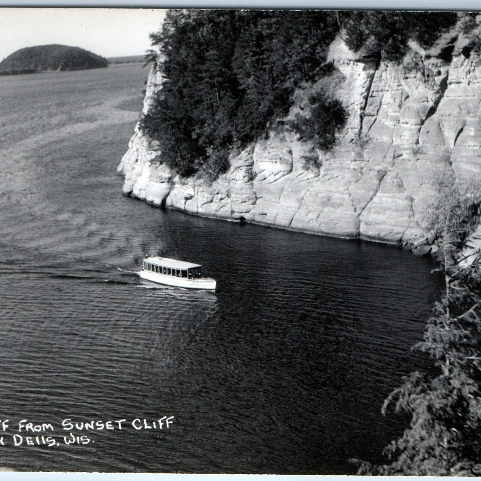 1950s Wisconsin Dells WI Louis Bluff RPPC Sunset Cliff Duck Tour Real ...