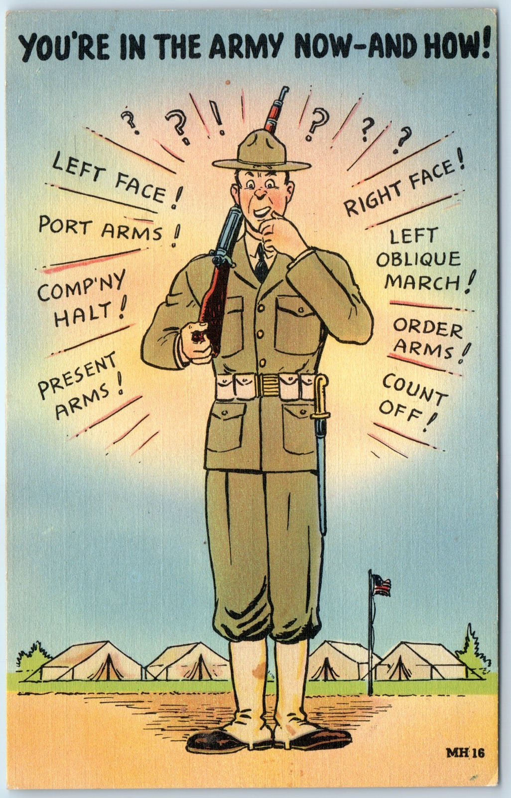 c1940s WWII Era "You're In The Army Now And How" Confused Soldier Army ...