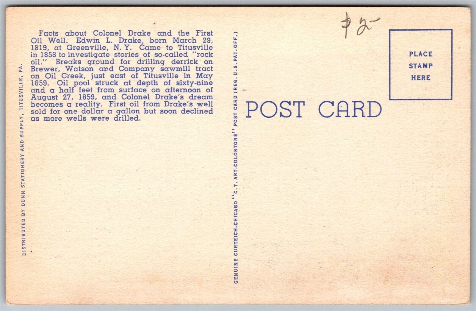 Vtg Titusville PA Colonel Drake Monument Original Oil Well 1930s View ...