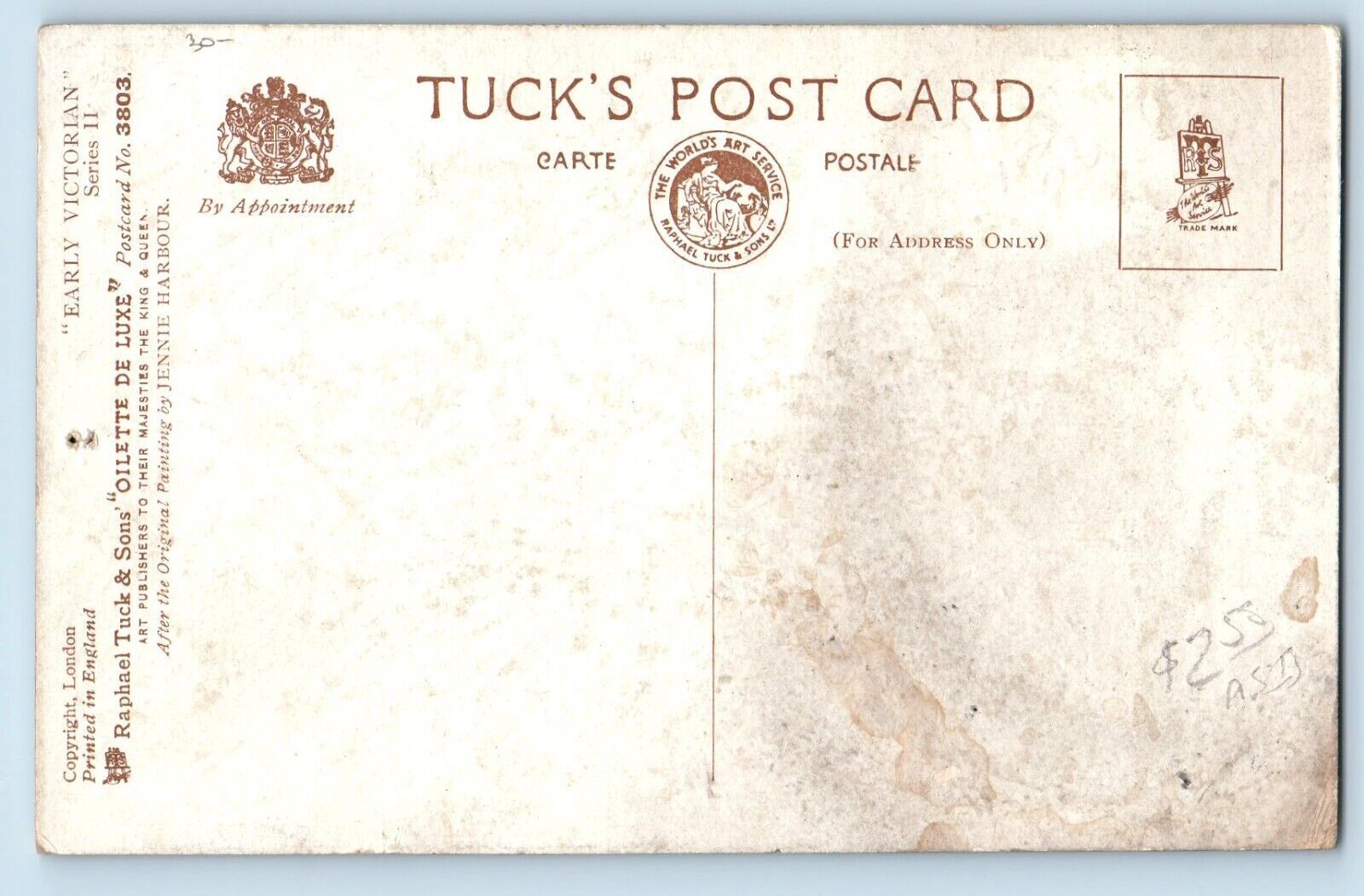 La Manola Postcard Painted By Jennie Harbour Early Victorian Oilette ...