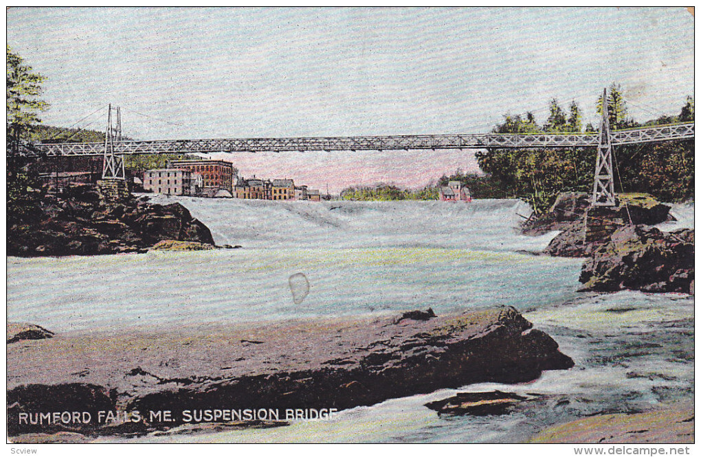 RUMFORD FALLS, Maine, 1900-1910's; Suspension Bridge | United States ...