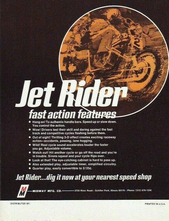 Jet Rider Arcade FLYER Original Motorcycle Theme Game Artwork Sheet ...