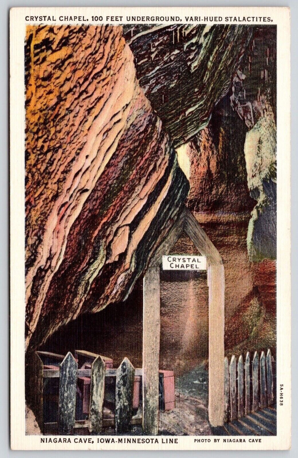 Underground Niagara Cave Iowa Minnesota Line Crystal Chapel WB Postcard ...
