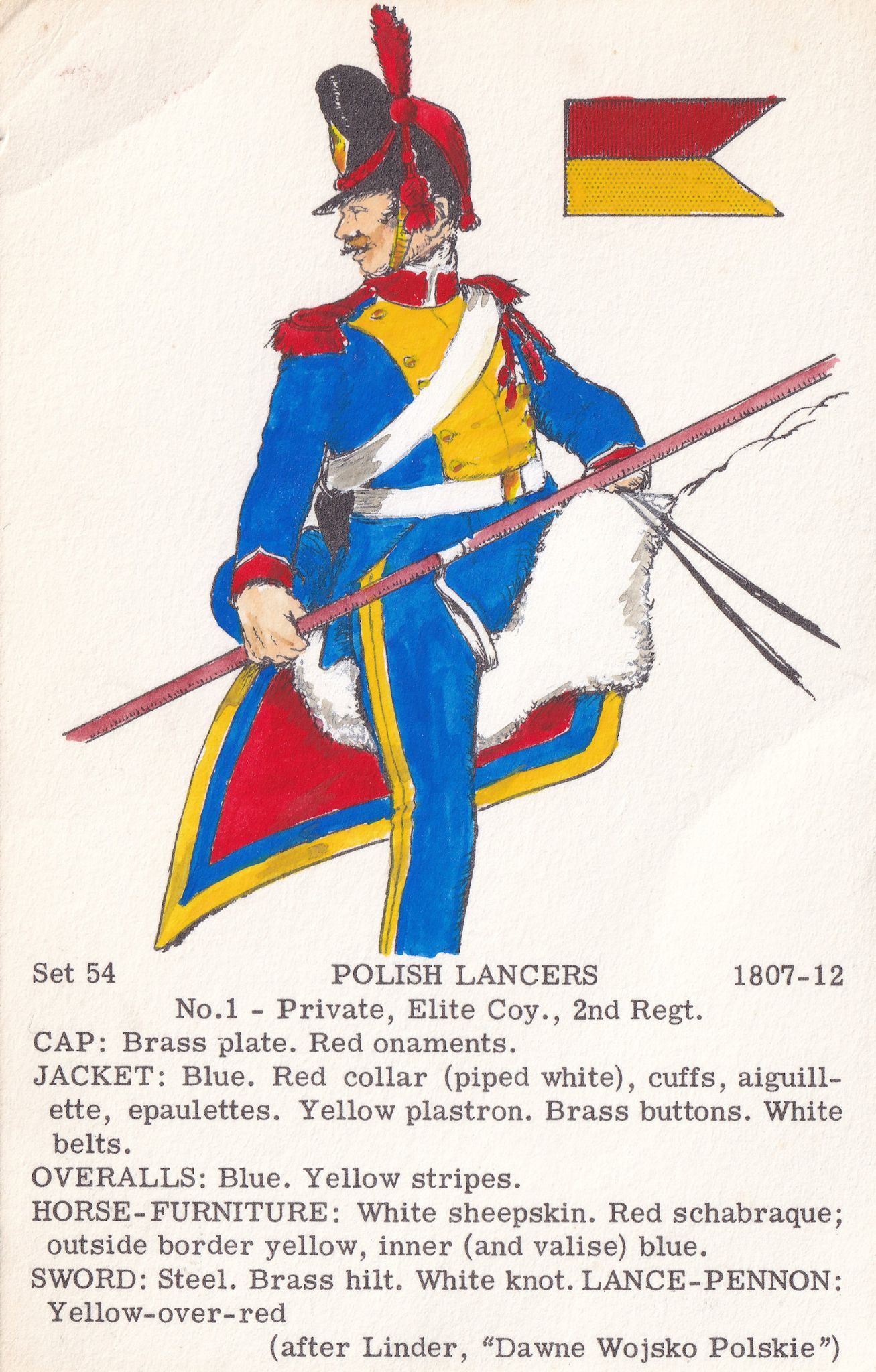 Polish Lancers Private 2nd Regiment Napoleonic War Uniform PB Postcard ...