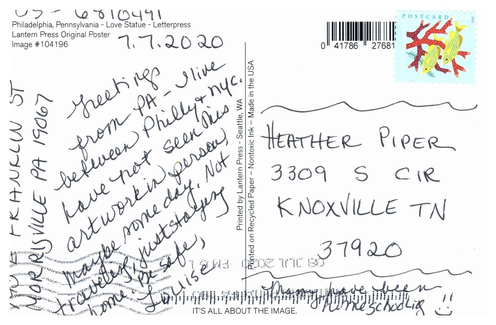 Philadelphia Pennsylvania Love Statue Letterpress Chrome WOB Posted ...