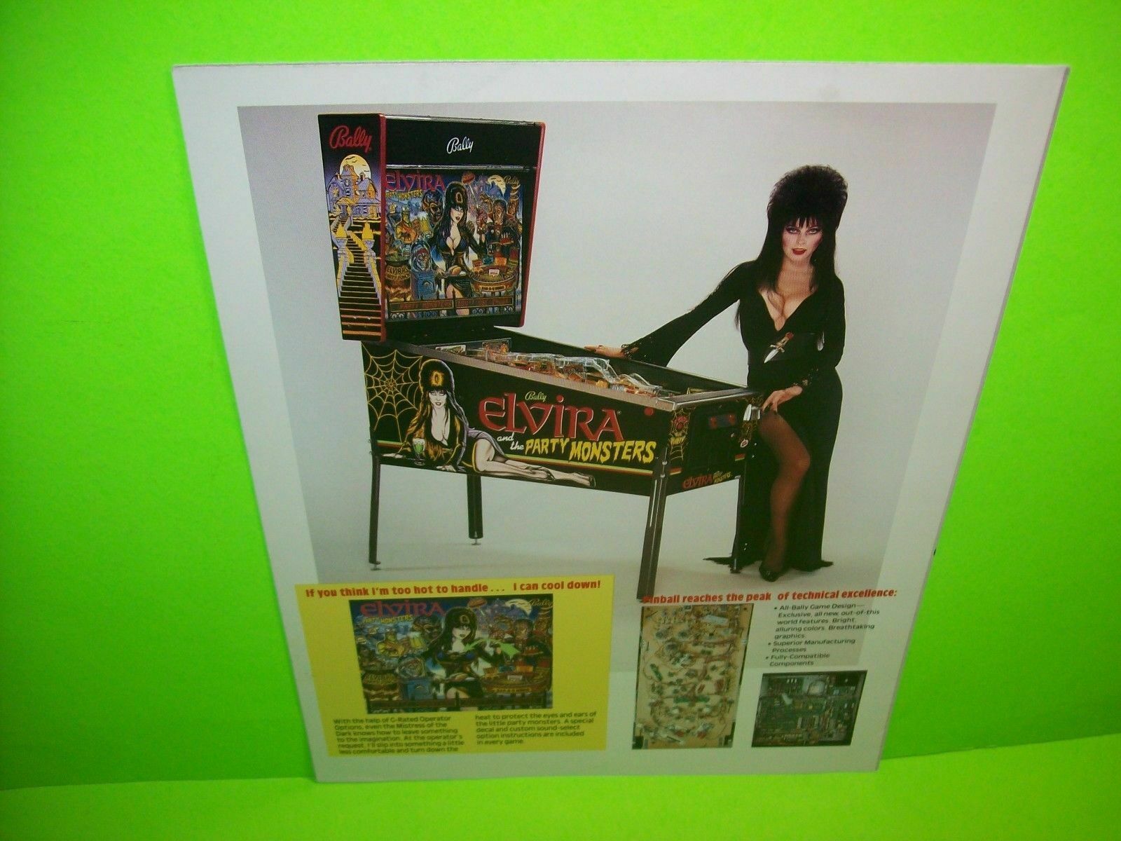 Elvira Mistress Of The Dark Party Monsters Pinball FLYER Vampire Horror ...