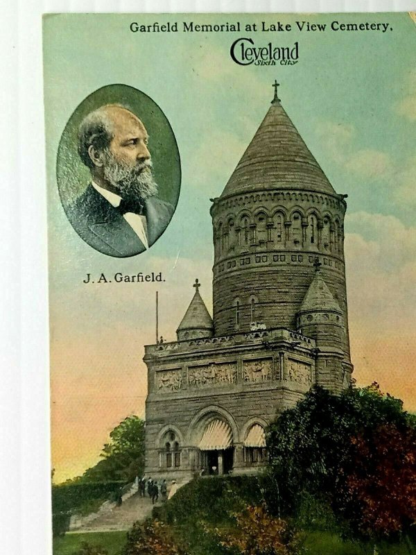 Vintage Postcard 1917 J.A. Garfield Memorial at Lake View Cemetery ...