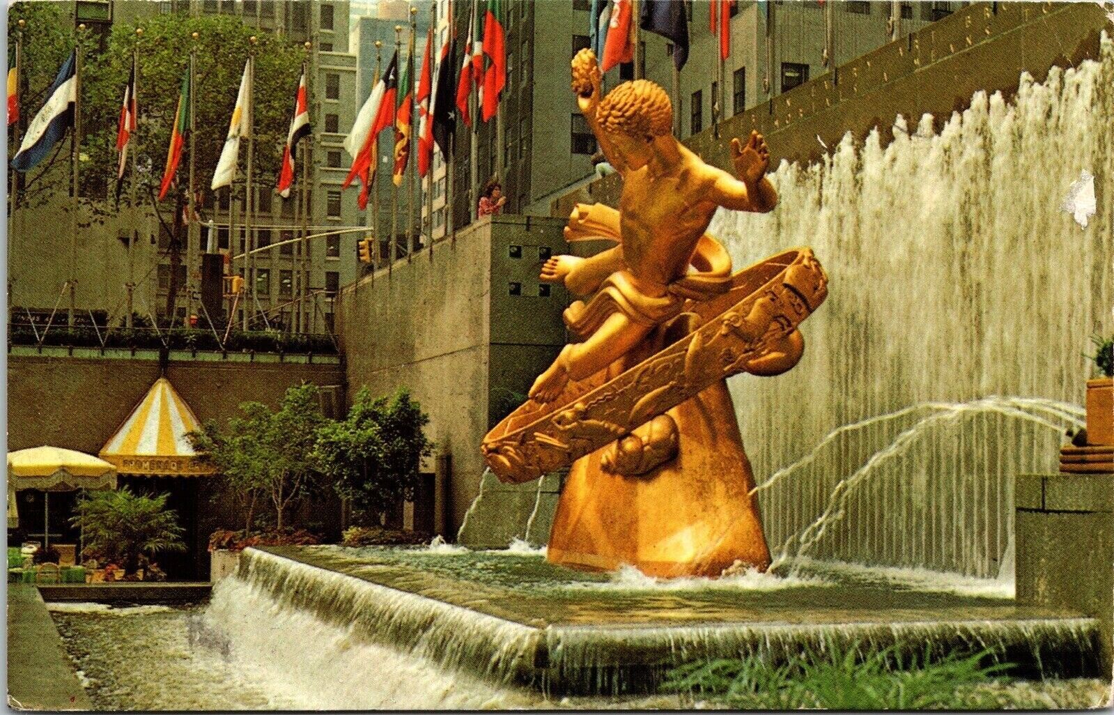 Sunken Plaza Rockefeller Center Prometheus Statue Fountain Postcard PM ...