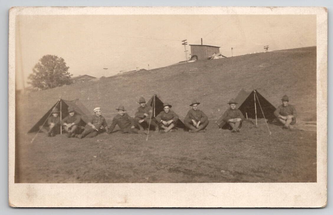 RPPC Military Soldiers Tents On Hillside WW1 Era Real Photo Postcard ...
