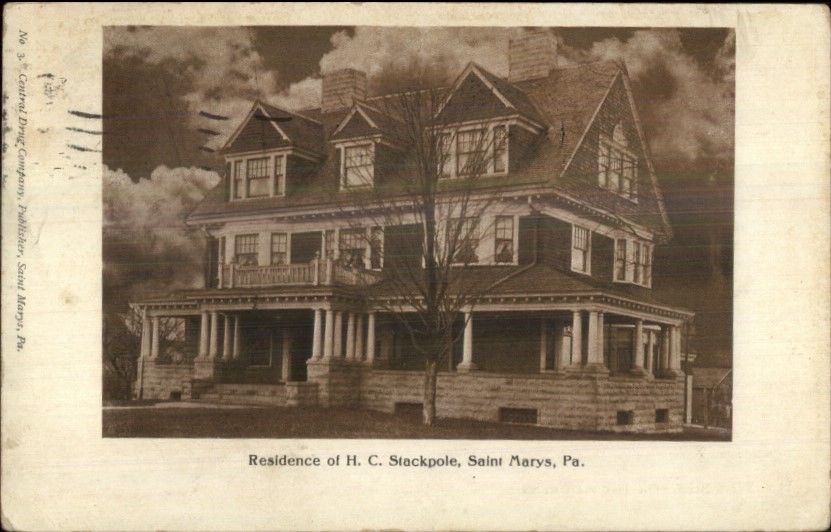 Saint Marys PA HC Stackpole Home c1910 Postcard | United States ...