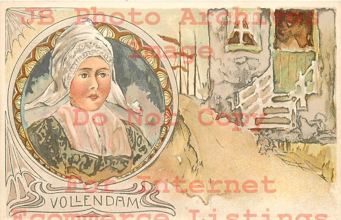 Art Nouveau, Vollendam, Netherlands Woman in Native Costume | Europe ...
