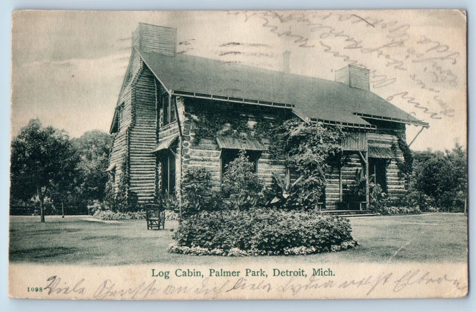 Detroit Michigan Postcard Log Cabin Palmer Park Exterior c1905 Vintage ...