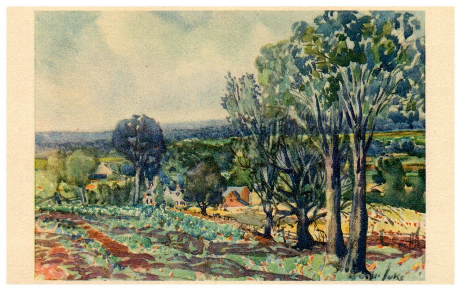Landscape Water Color George Luke The Art Institute of Chicago Postcard ...