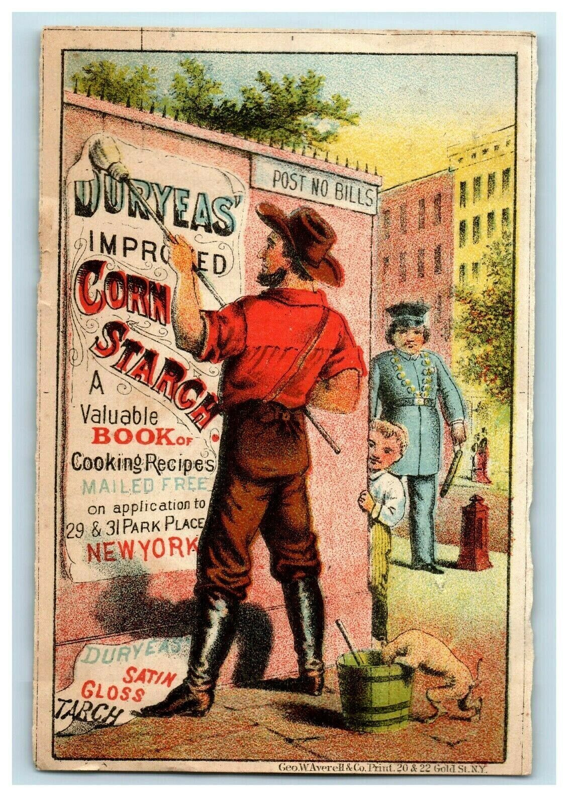 1870's Folder Card Duryea's Corn Starch Factory Scene Recipes Orange ...