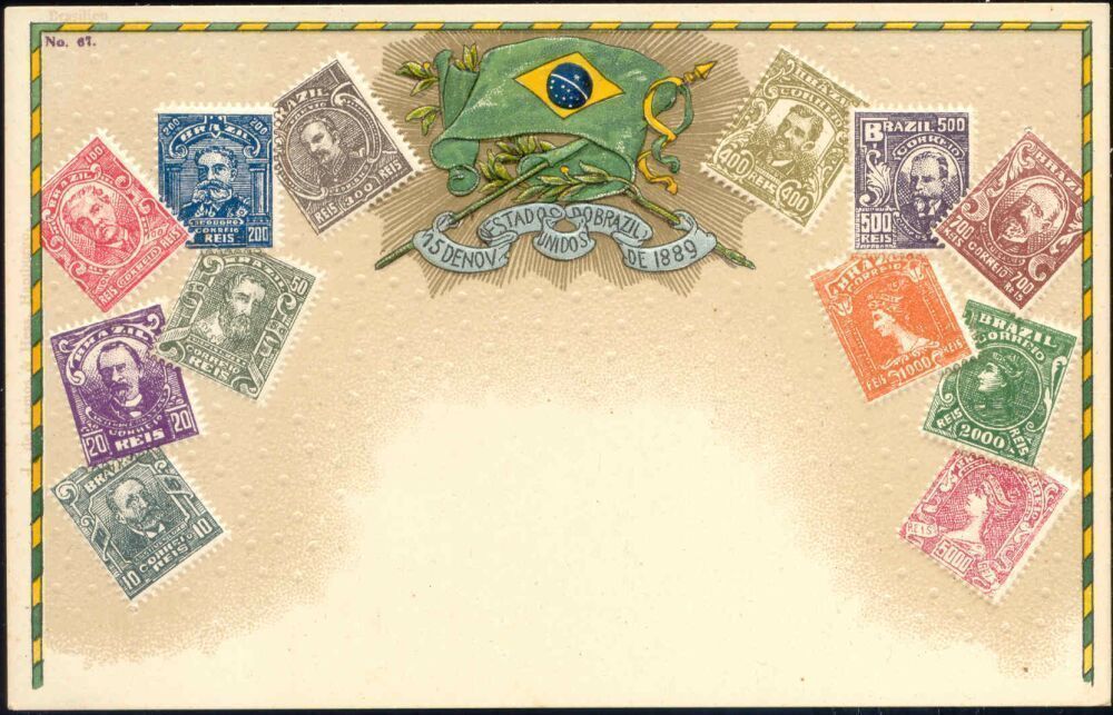brazil, STAMP Postcard, Flag, Coat of Arms (1910s) Embossed (1) | Latin ...