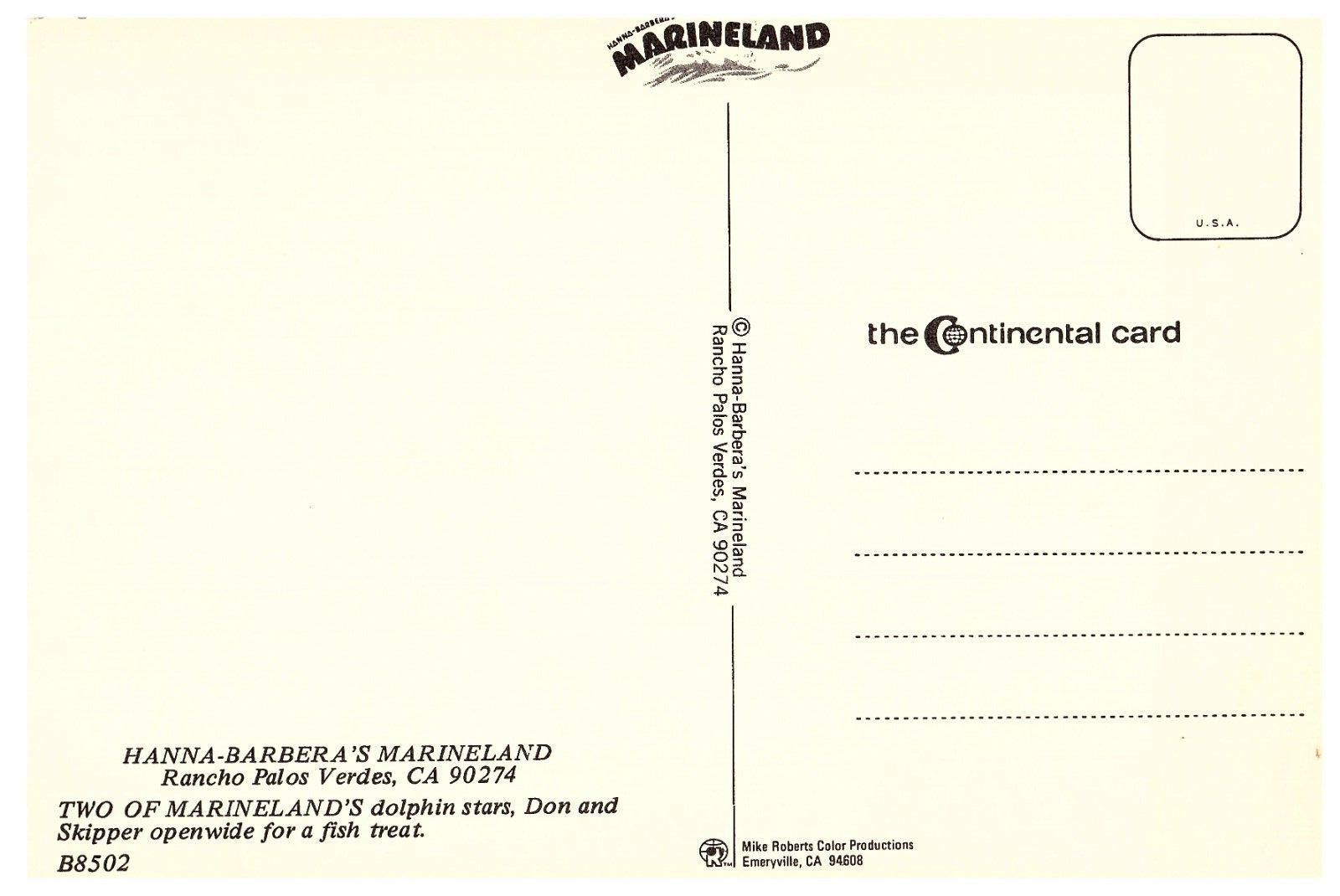 Hanna Barbera's Marineland CA Dolphin Stars Don Skipper Continental ...