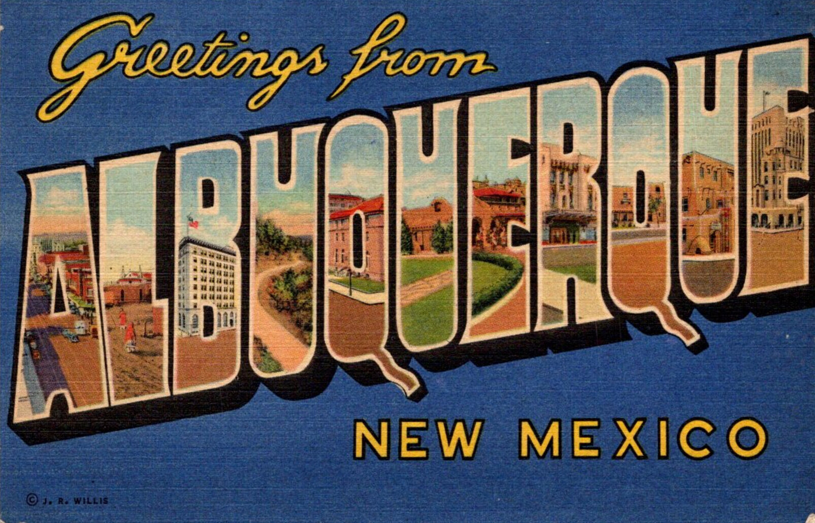 New Mexico Greetings From Albuquerque Large Letter Linen Curteich ...
