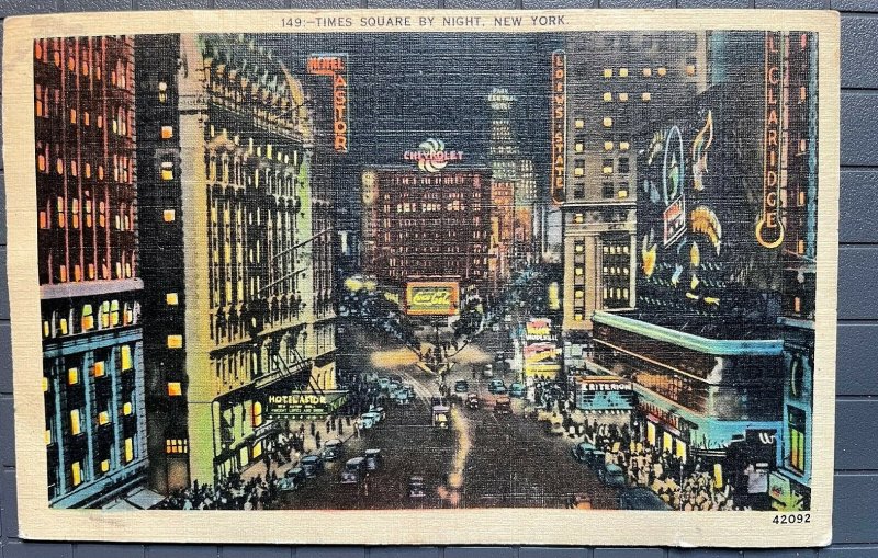 Vintage Postcard 1949 Times Square by Night New York City NY | United ...