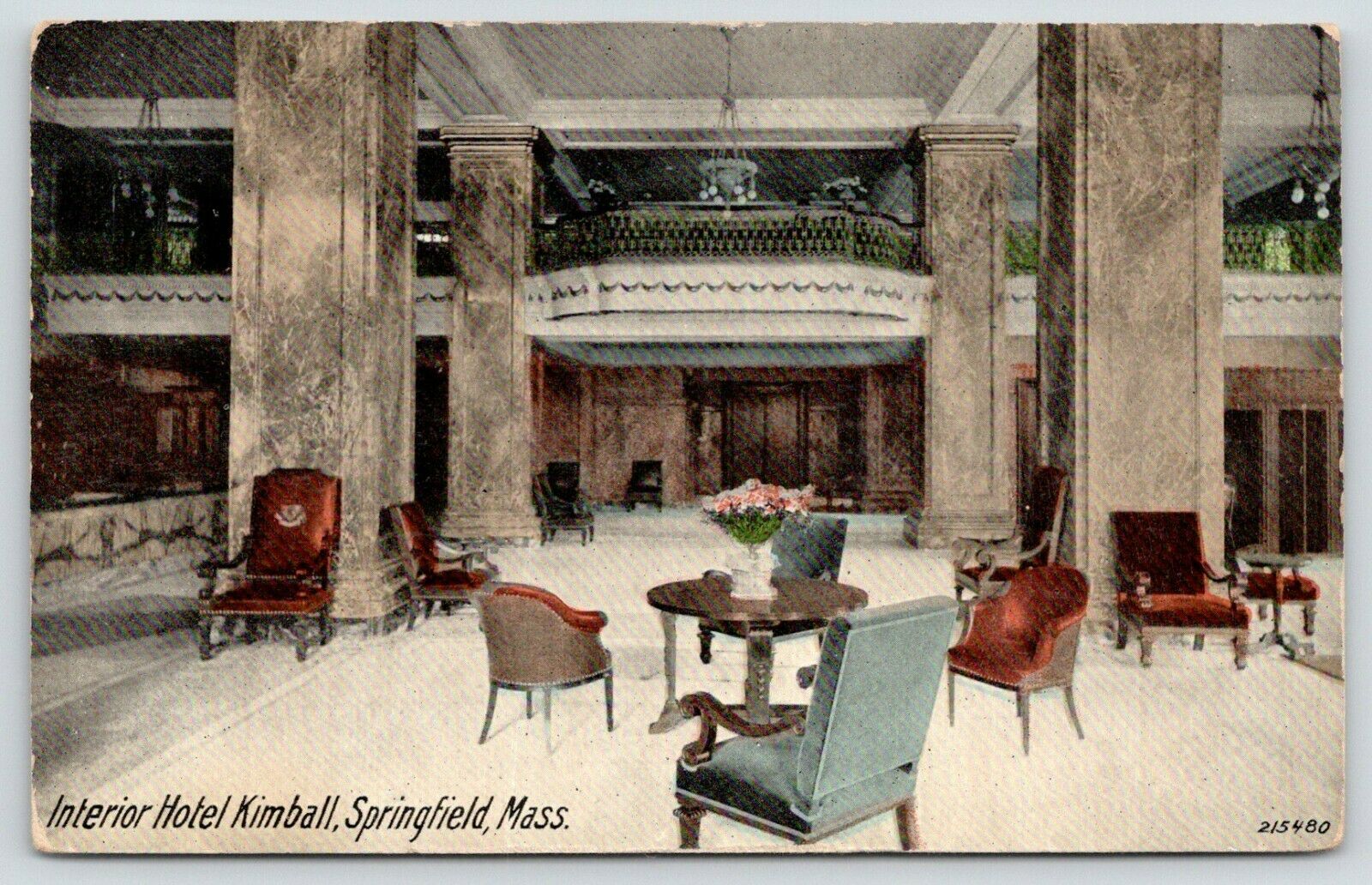 Springfield MA~Nice Chairs by Huge Pillars~Elevators~Hotel Kimball ...