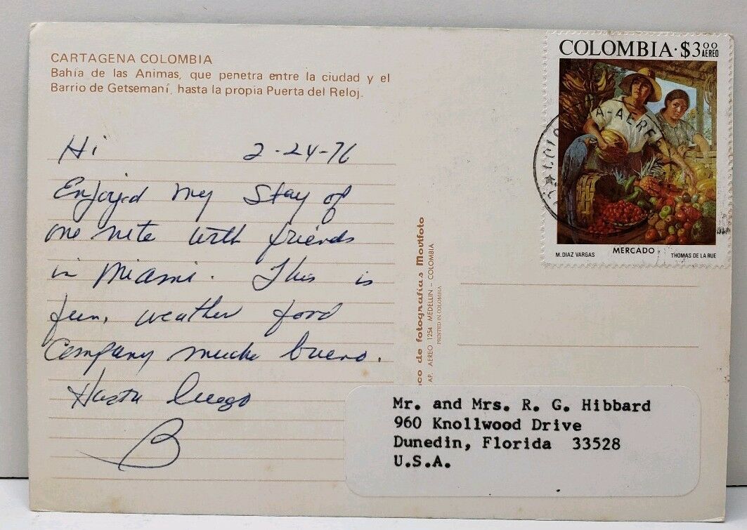 Cartagena Colombia, Ships Harbor 1970s Photo View Postcard A12 | Latin ...