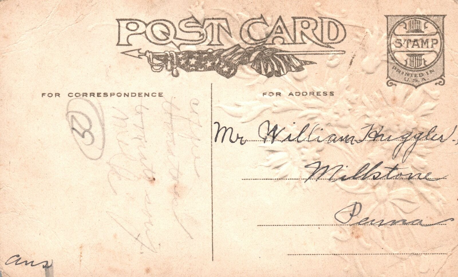 Vintage Postcard Greetings From Wayne Eberly Raughts Flower Bouquet ...