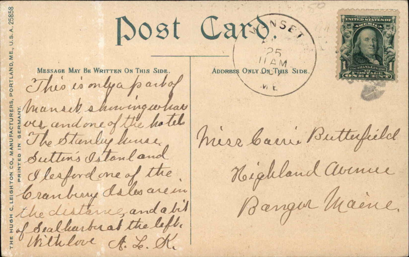 Manset Maine ME Bird's Eye View c1900s-20s Postcard | United States ...