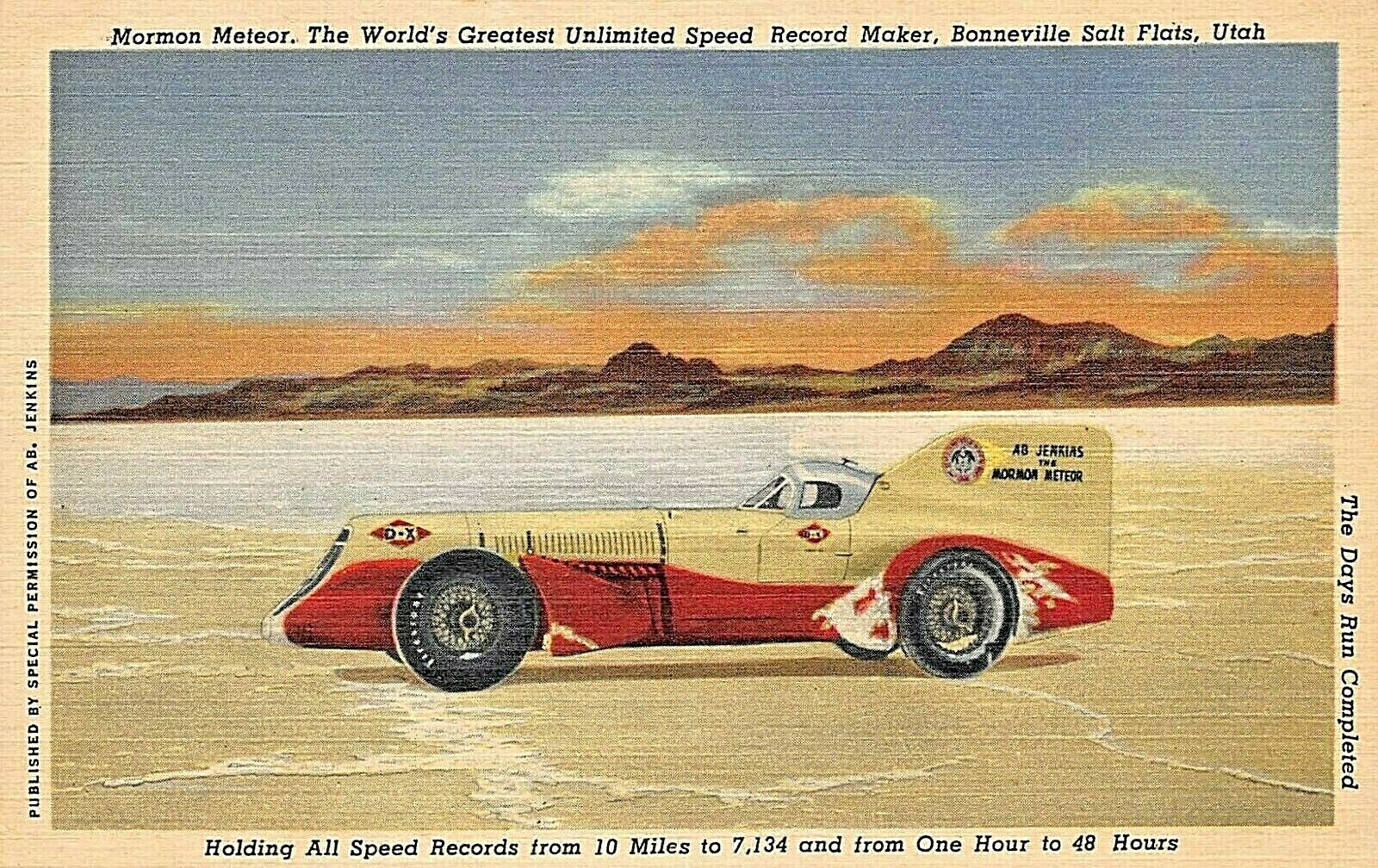 Bonneville Salt Flats~Mormon Meteor-Auto Racing Speed Record- W/ Specs ...