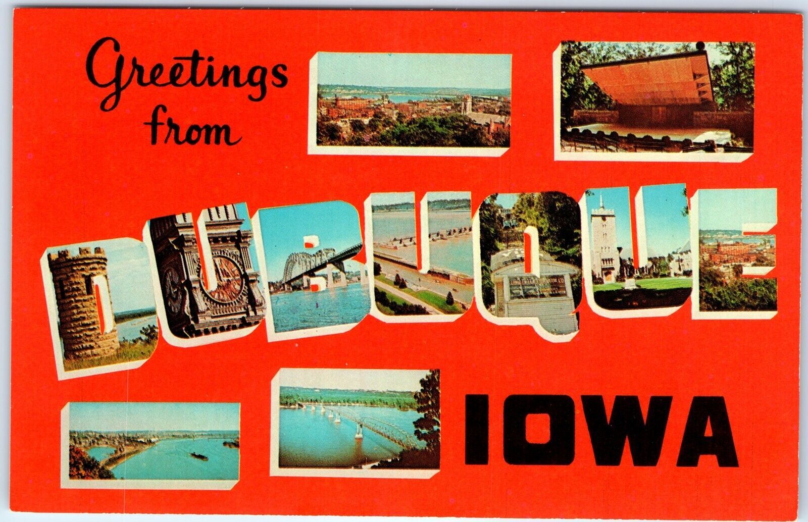 c1960s Dubuque, IA Greetings from Multi Collage View Letter Scene ...