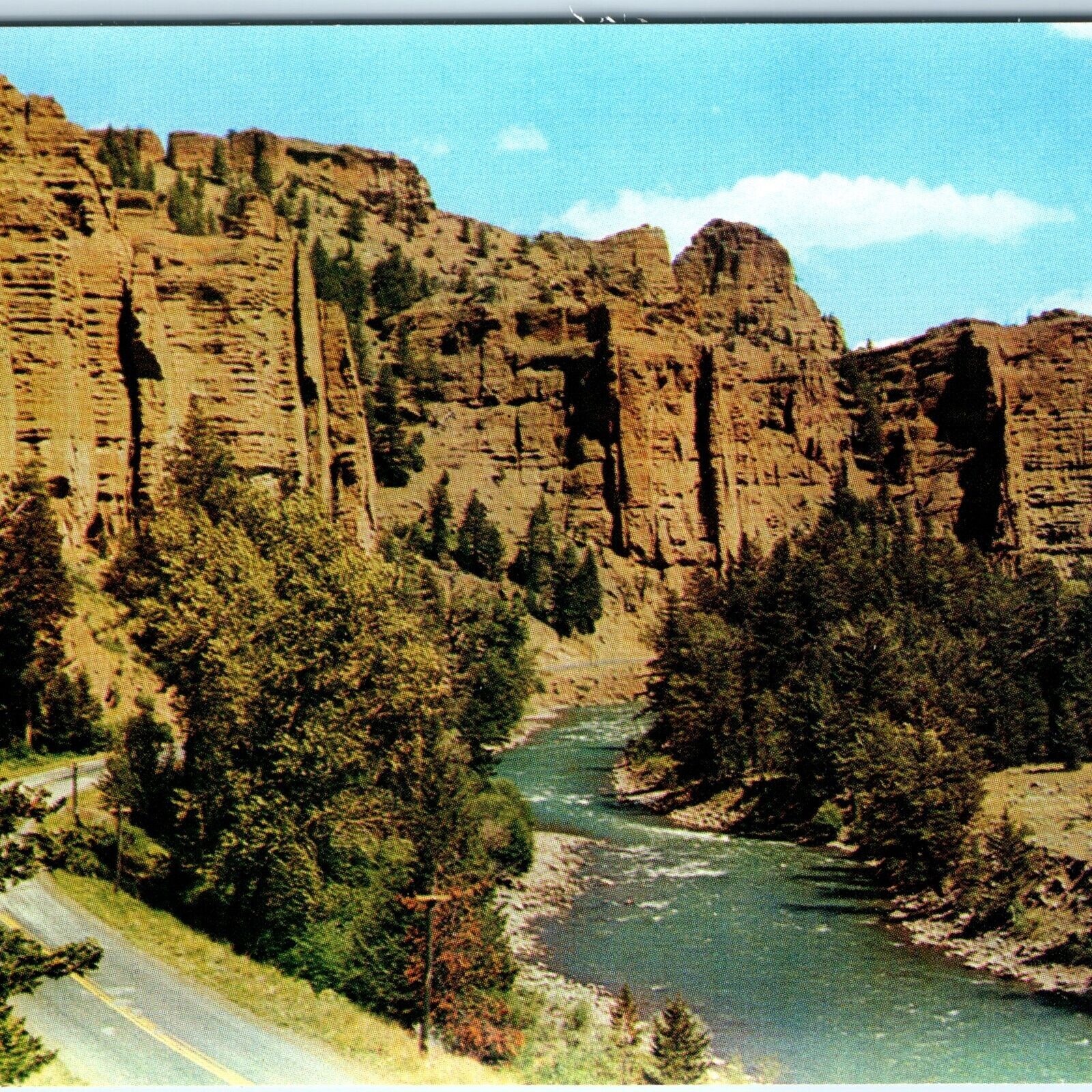 c1960s Yellowstone, WY Palisades Cody Road Birds Eye US Hwy 20 Chrome ...