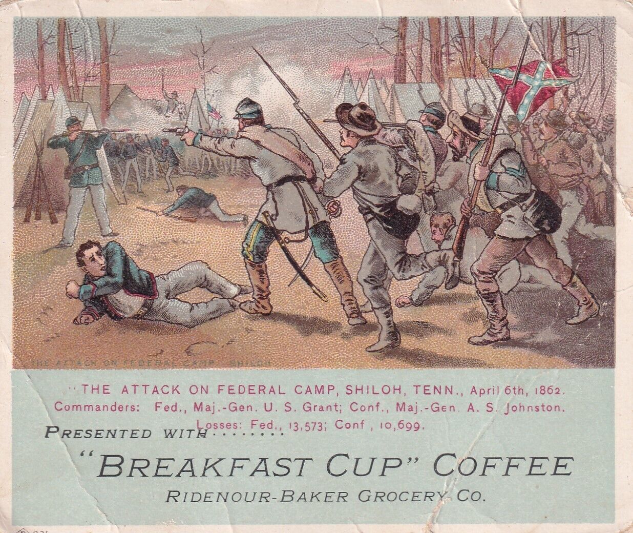 Breakfast Cup Coffee Victorian Trade Card Ridenour Baker Grocery Shiloh ...