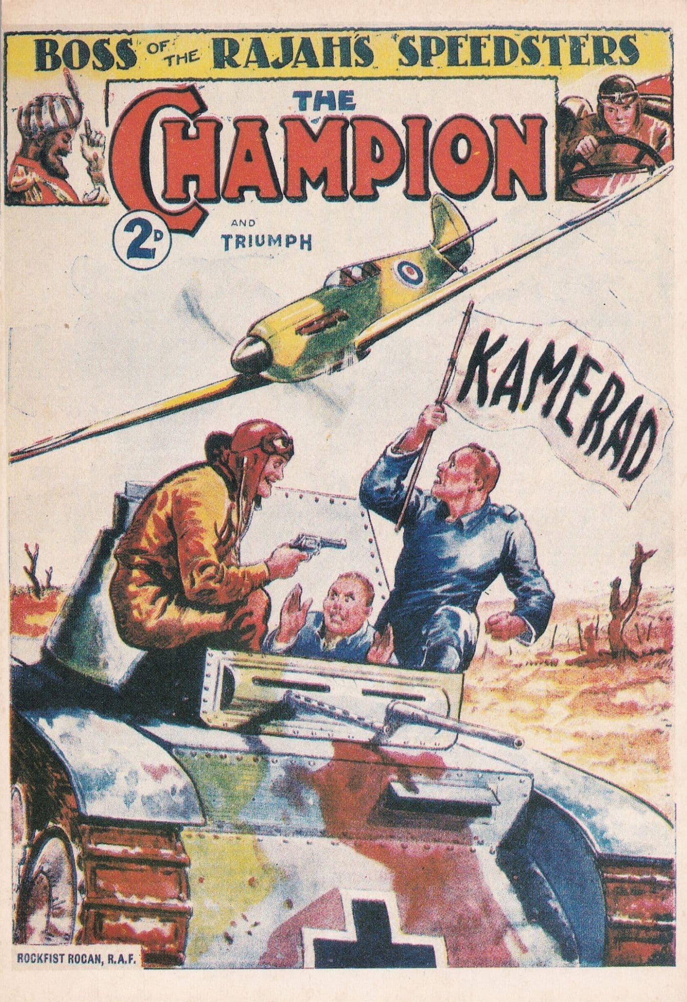 The Champion & Triumph Rockfist Rogan RAF Rare Comic Postcard | Topics ...