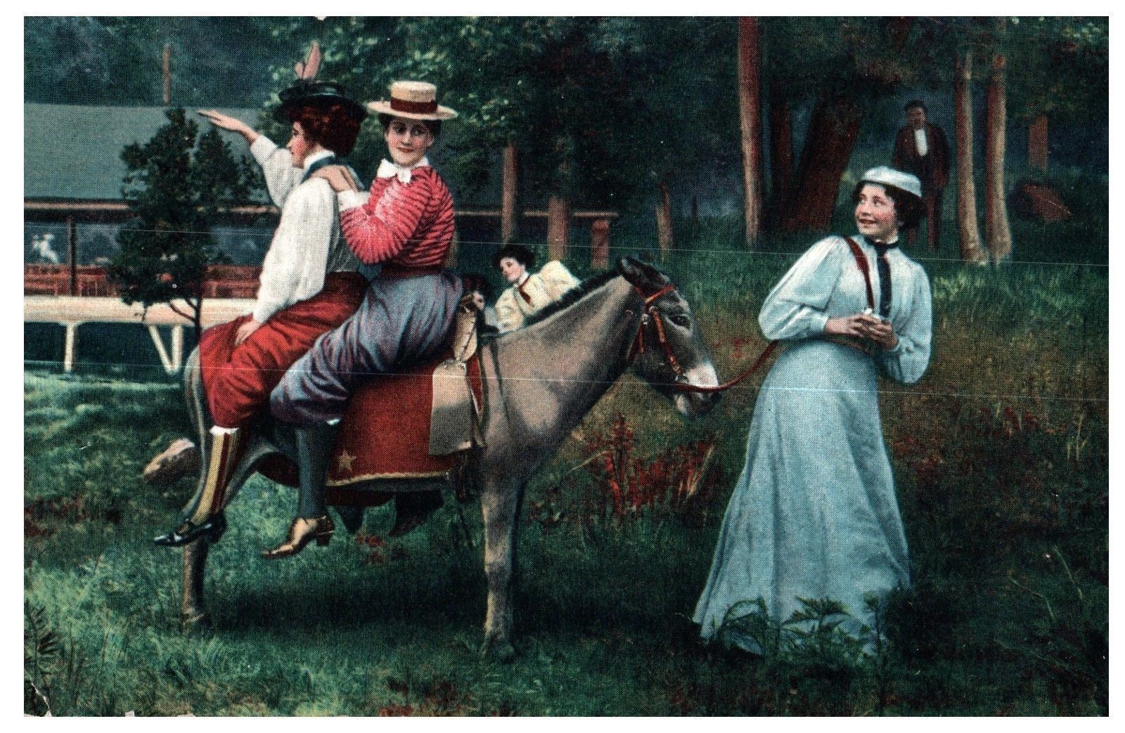 Two women riding backwards on a Donkey c7 | Topics - Animals - Other ...