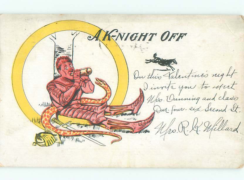 Pre-Linen Comic MAN in Jester Costume Drinking by the Tree Ab9239 ...