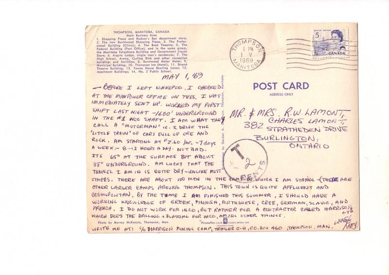 Thompson, Manitoba, Legend of Building Names, Photo Map, Used 1969 ...