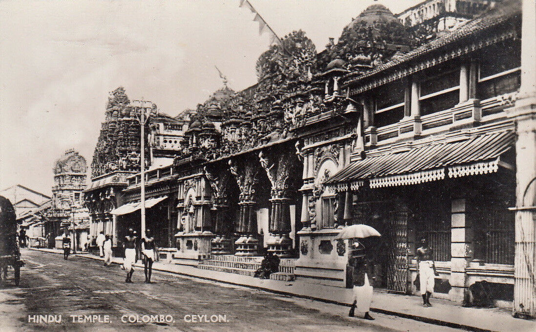 Lot of 3 photo postcards Sri Lanka Colombo hindu temple museum hotel ...