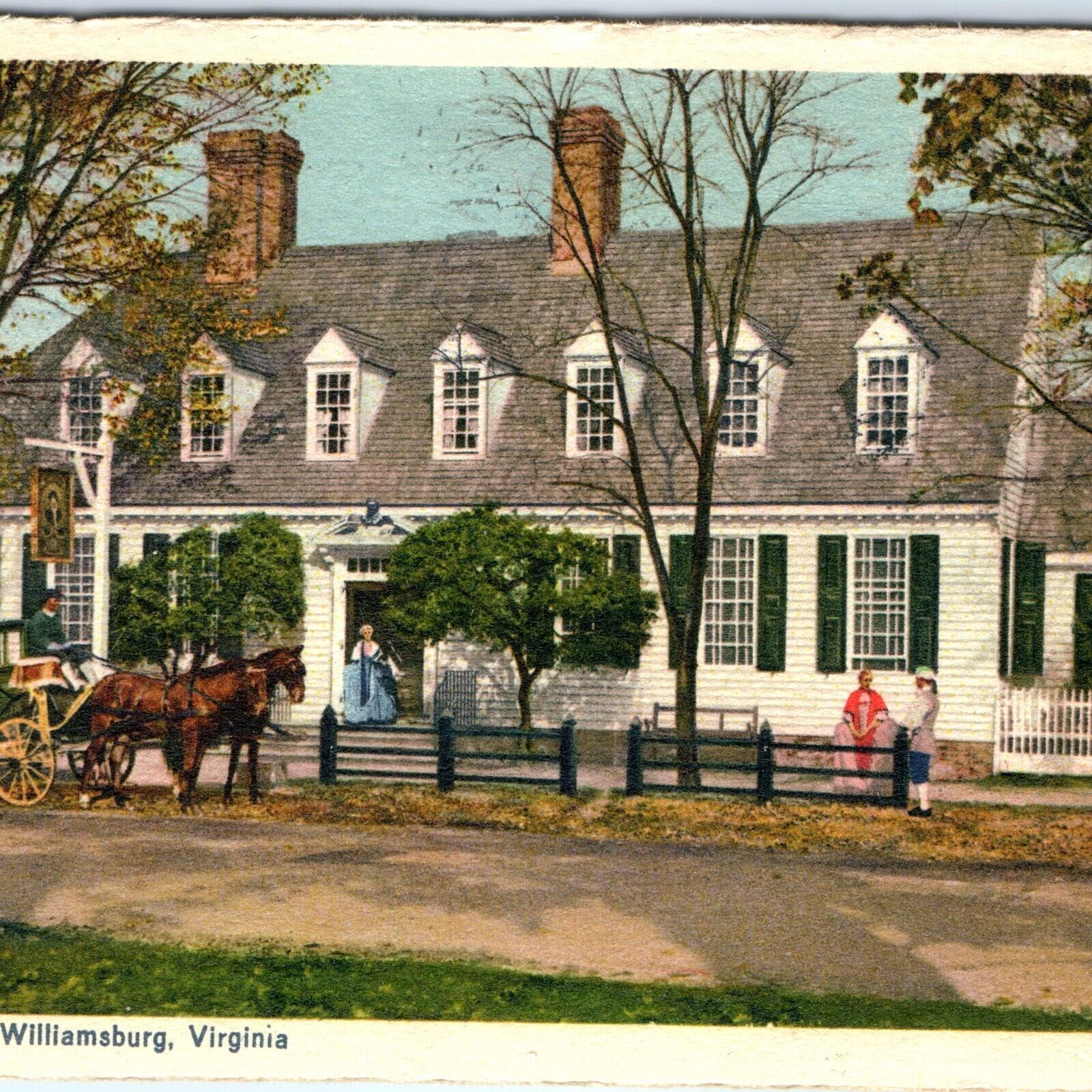 1952 Williamsburg VA Raleigh Tavern House Colonial + Unique 2c CORNER ...