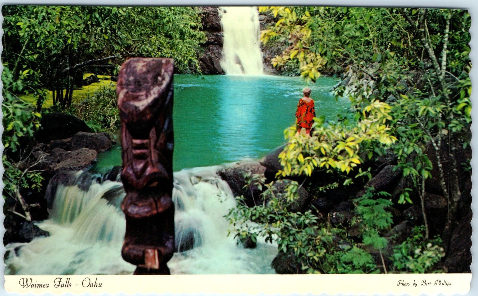 c1970s Oahu, HI Waimea Falls Waterfall North Shore Scenic Totem Pole ...