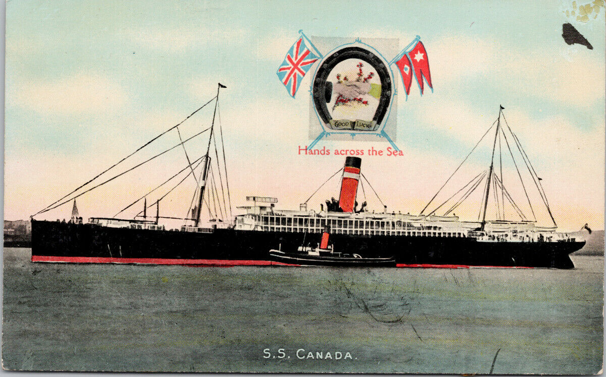 SS 'Canada' Ship Hands Across The Sea Patriotic Unused Postcard E81 ...