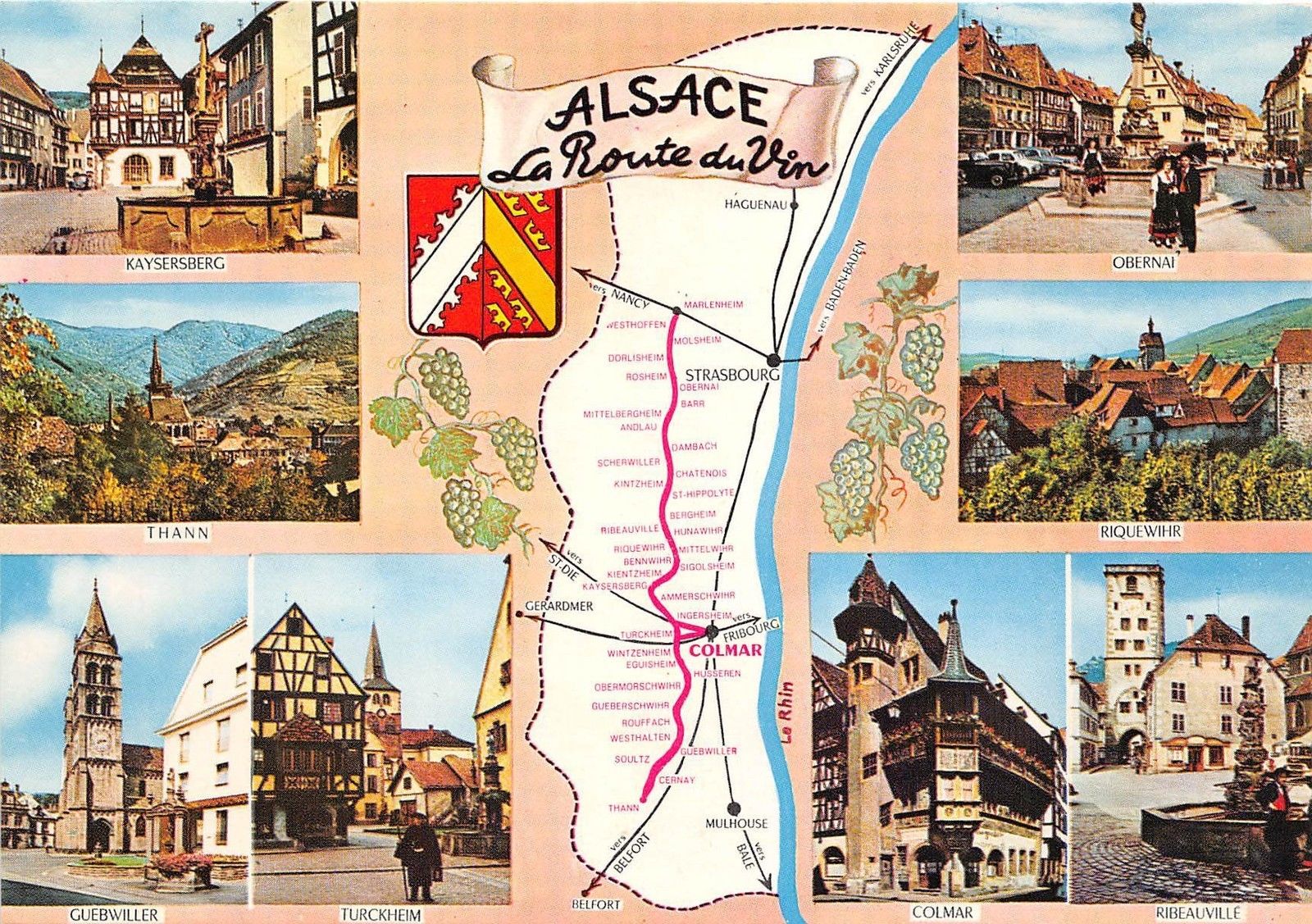 BG18353 alsace la route du vin map cartes geographiques france | Europe ...