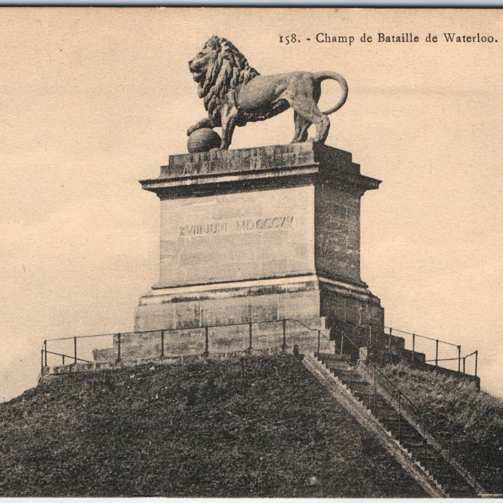 c1910s Waterloo, Belgium Lion's Mound Battle Monument Napoleonic Wars ...