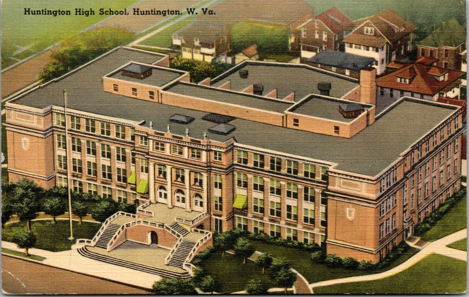 Vtg 1930s Huntington High School Huntington West Virginia WV Linen ...