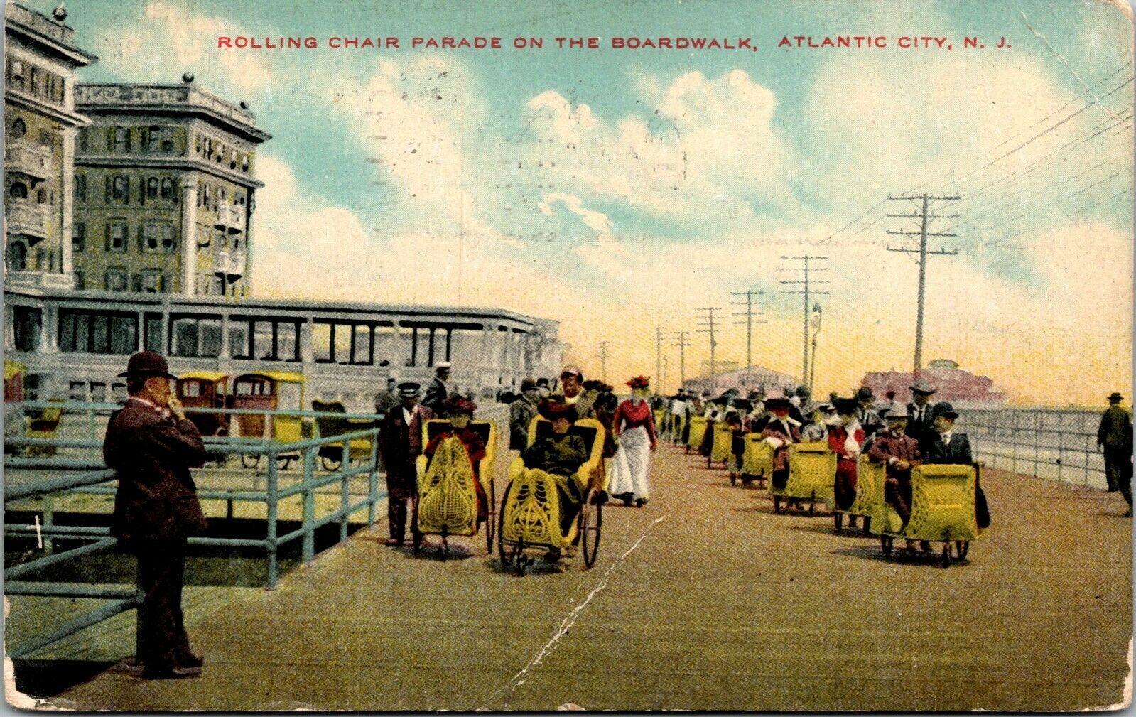Vtg Atlantic City NJ Rolling Chair Parade on the Boardwalk 1910s ...