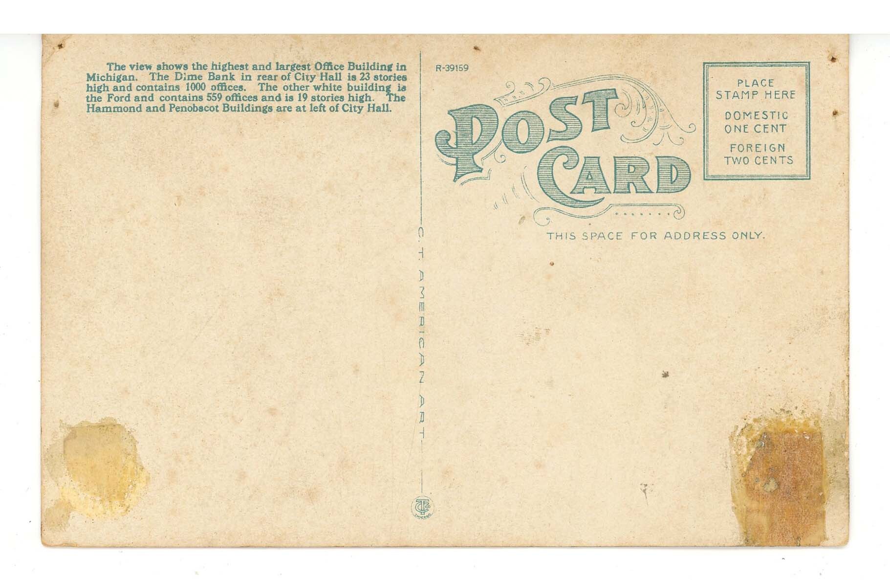 MI - Detroit. Soldiers' Monument, City Hall & Dime Bank Building ...