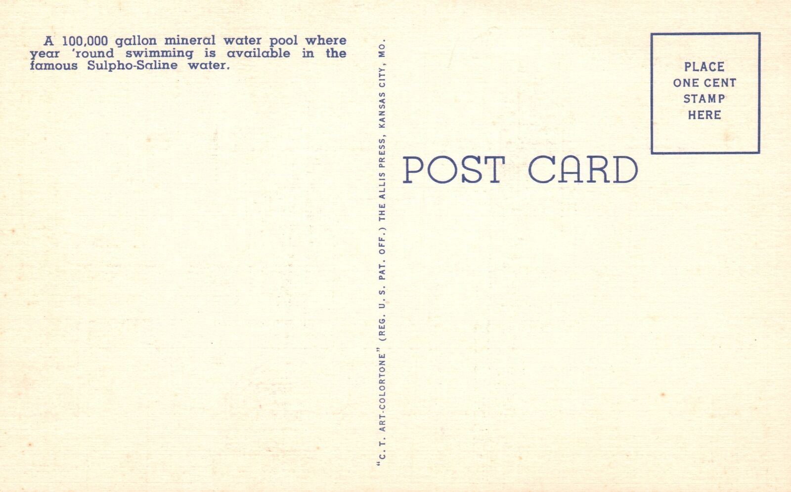 Postcard Mineral Water Swimming Pool Hall of Waters Excelsior Springs ...