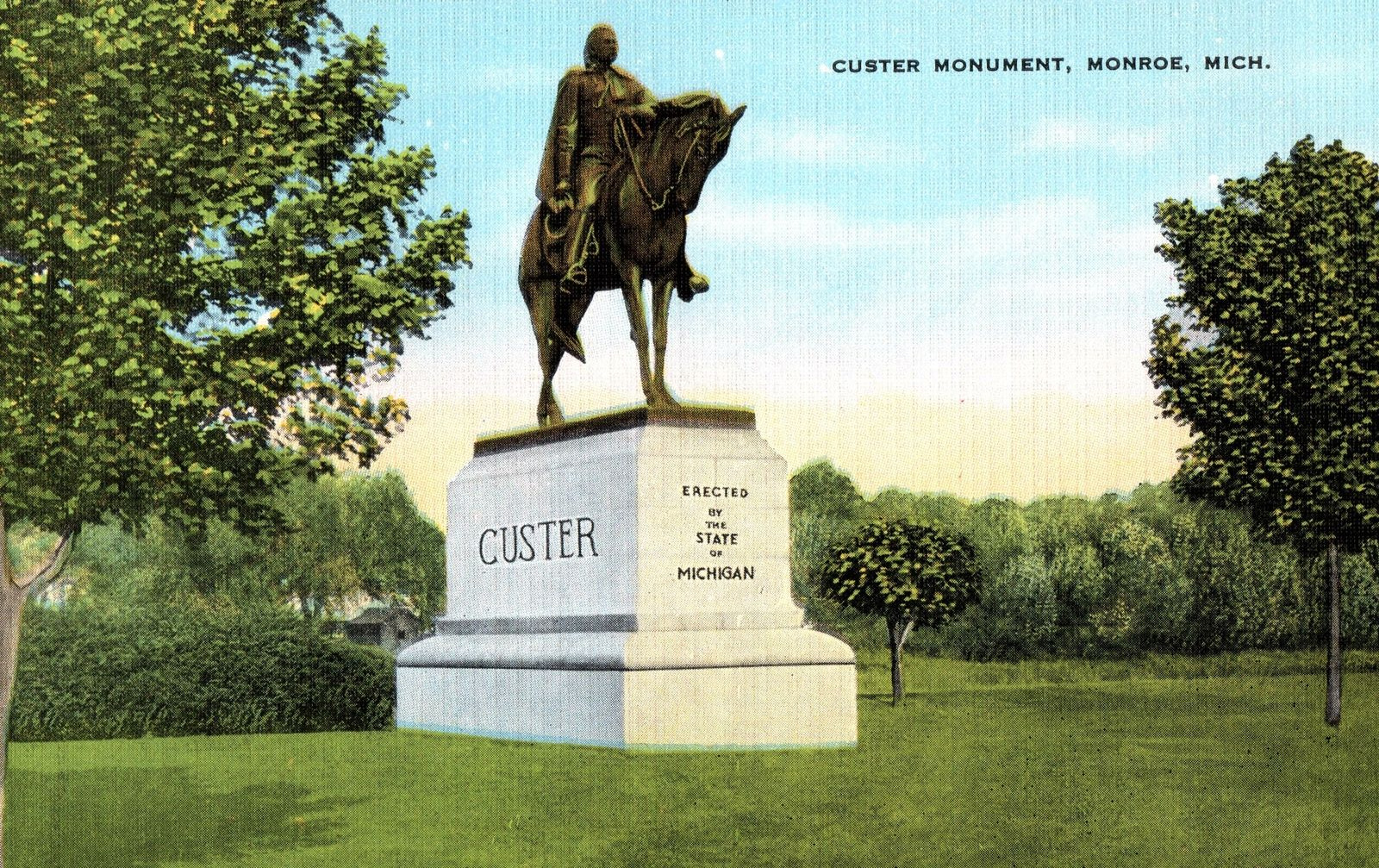 Vintage Postcard Custer Monument Erected by the State of Michigan ...