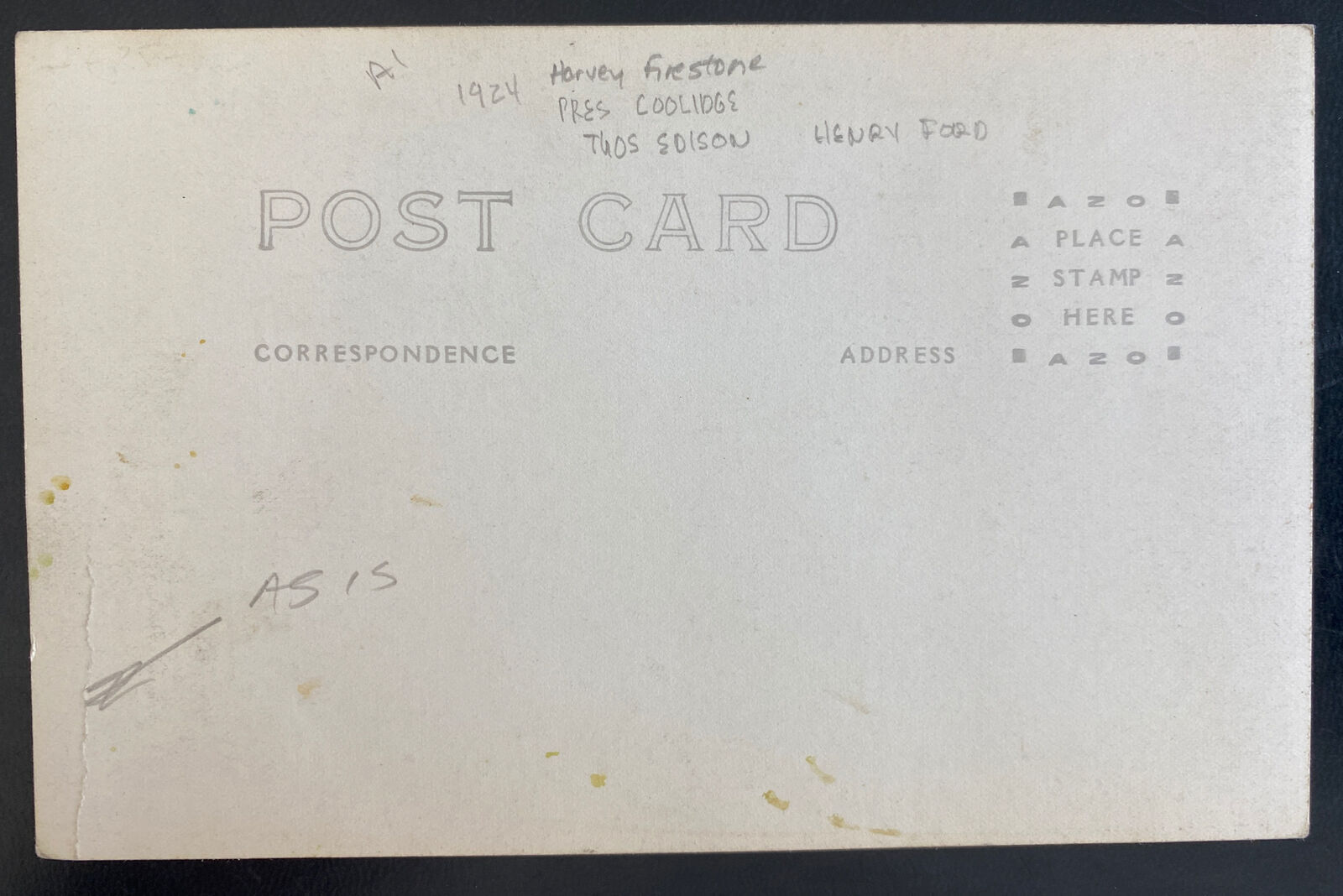 Mint USA Real Picture Postcard Political President Coolidge Henry Ford ...