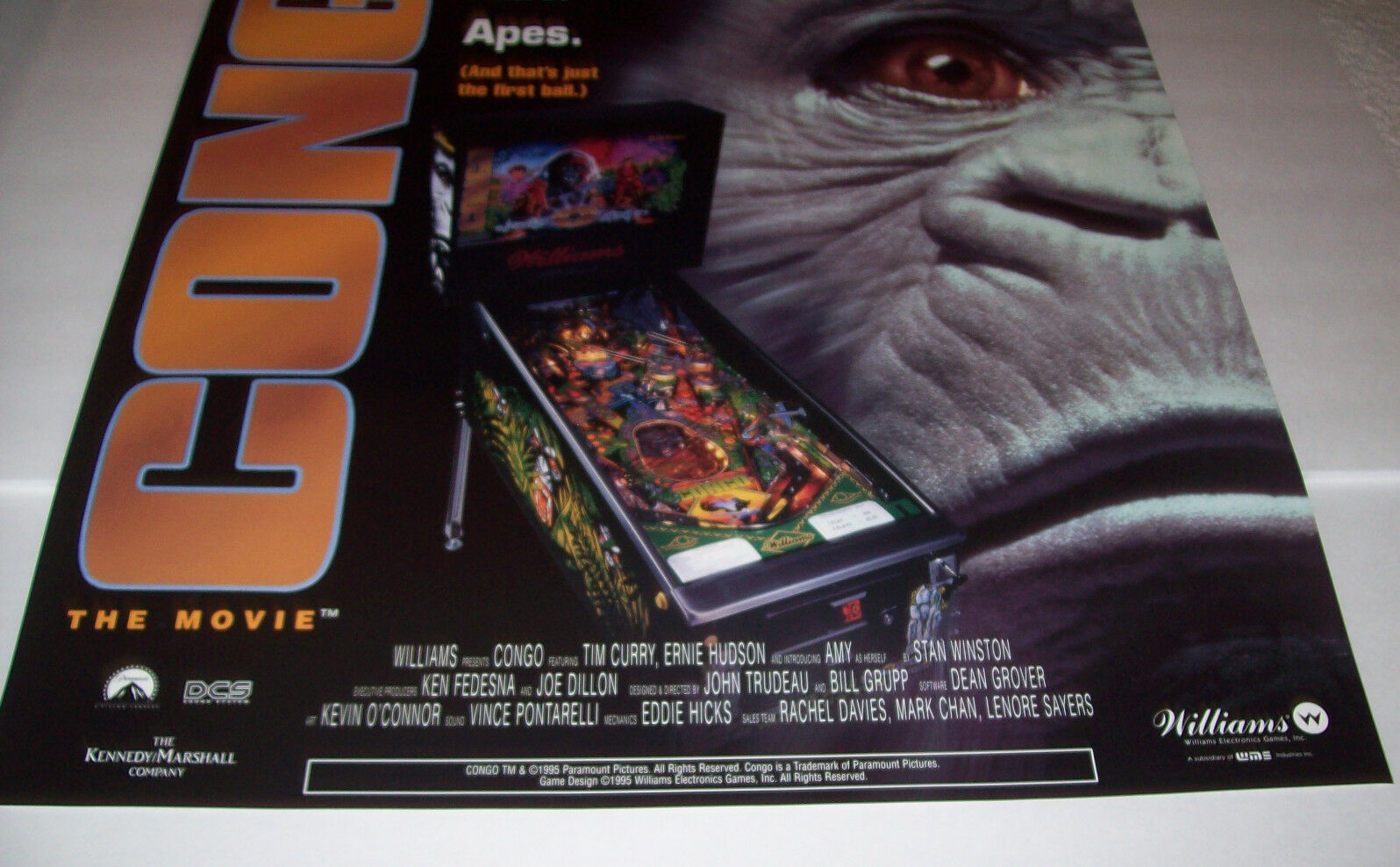 Williams Congo Pinball Machine Game POSTER Ape Gorilla Wall Art ...
