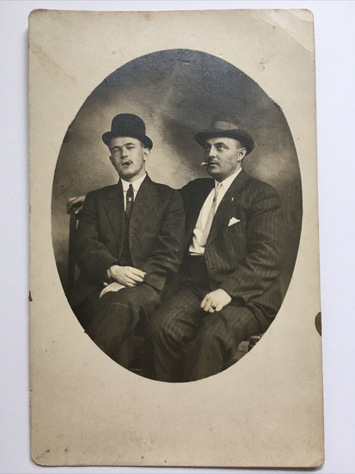 RPPC American Mobster Gangster Looking Men Cigars Pinstripes Real Photo ...
