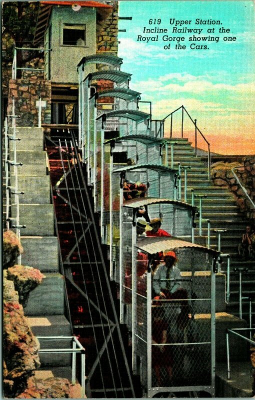 Upper Station Incline Railway Cars Royal Gorge Colorado CO UNP Linen ...