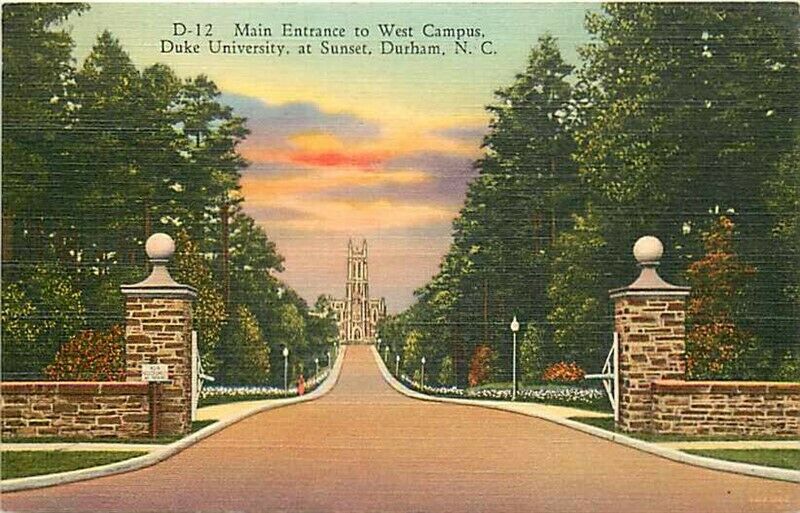NC, Durham, North Carolina, Duke University, Main Entrance, West Campus ...